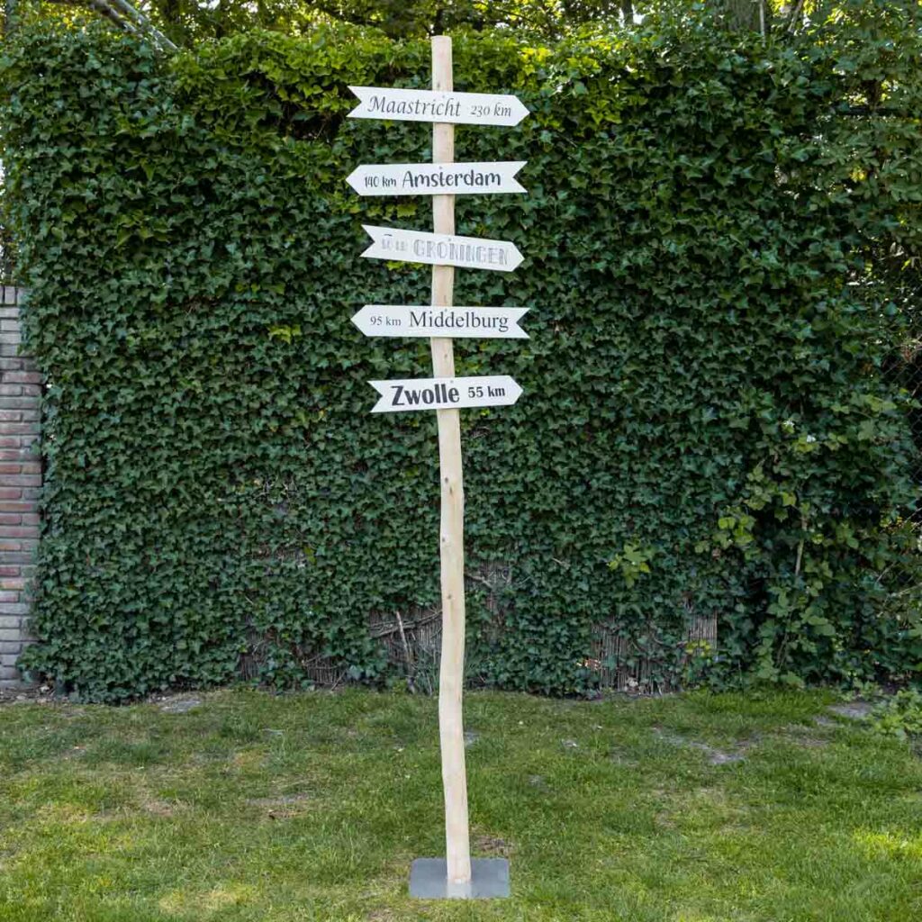 Baumstamm Wegweiser mit 2 Trespa Pfeile – Personalisiertes Symbol/Tekst ...